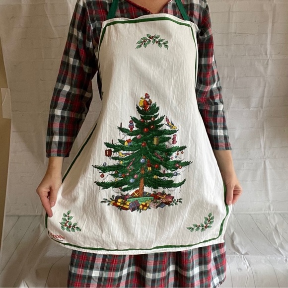 Spode | Kitchen | Spode Christmas Tree Apron Vintage Holiday Kitchen ...
